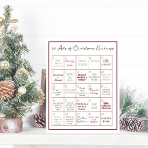Christmas Acts of Kindness Calendar Printable, Editable Advent Calendar ...