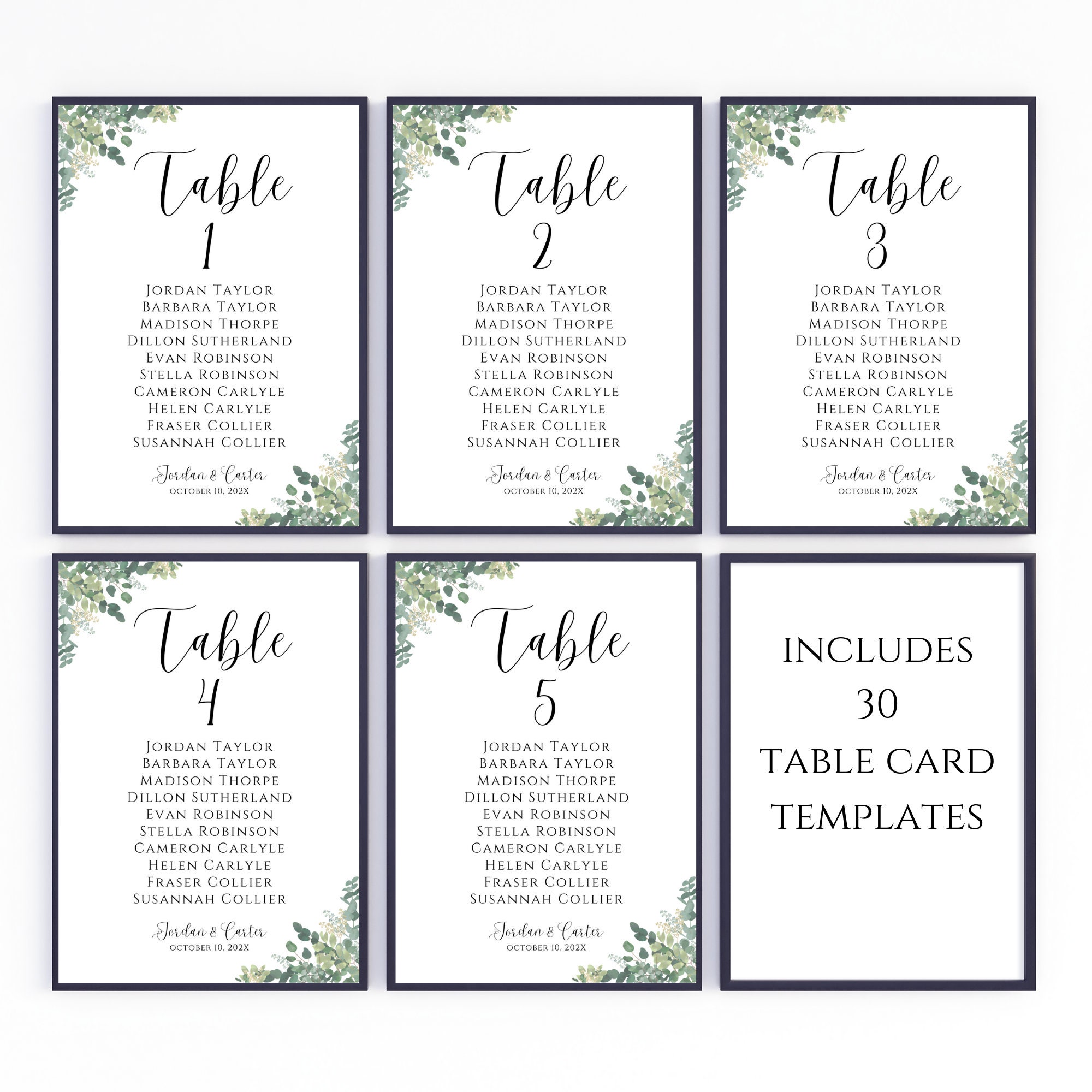 Table Seating Chart Card Template Wedding Seating Chart - Etsy