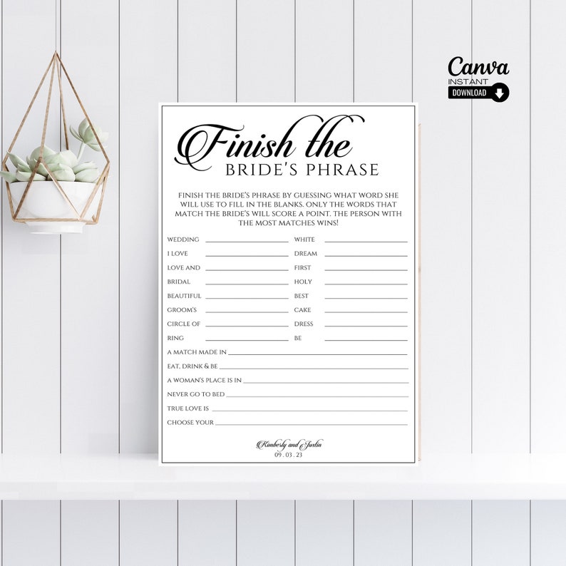 Editable Bridal Shower Games, Printable Wedding Shower Game Template ...
