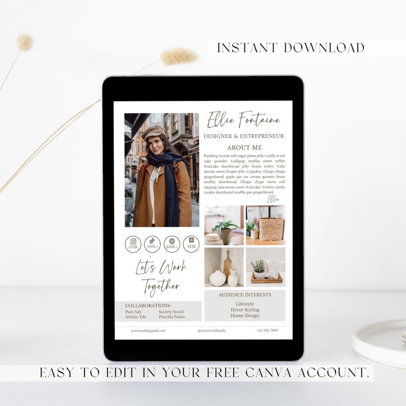Influencer Media Kit Template Influencer Media Kit Blogger - Etsy