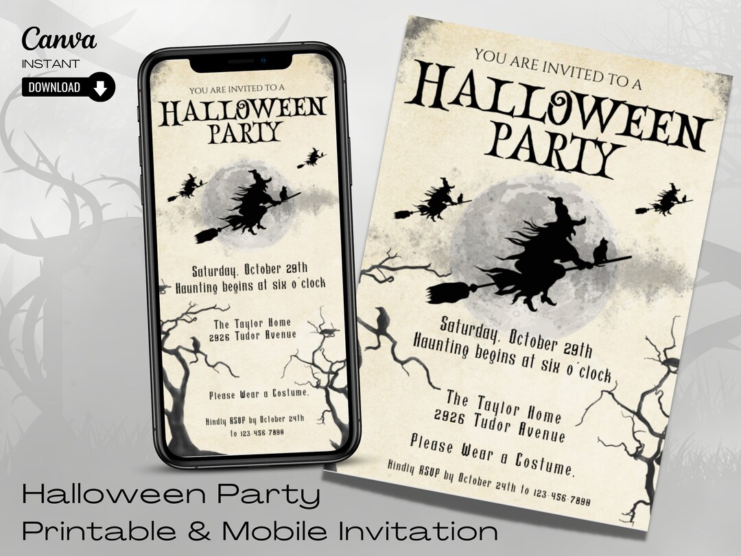 Editable Halloween Party Invitation Printable Halloween Party - Etsy