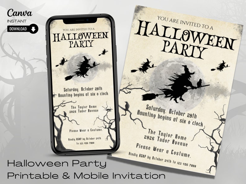 Editable Halloween Party Invitation Printable Halloween Party - Etsy