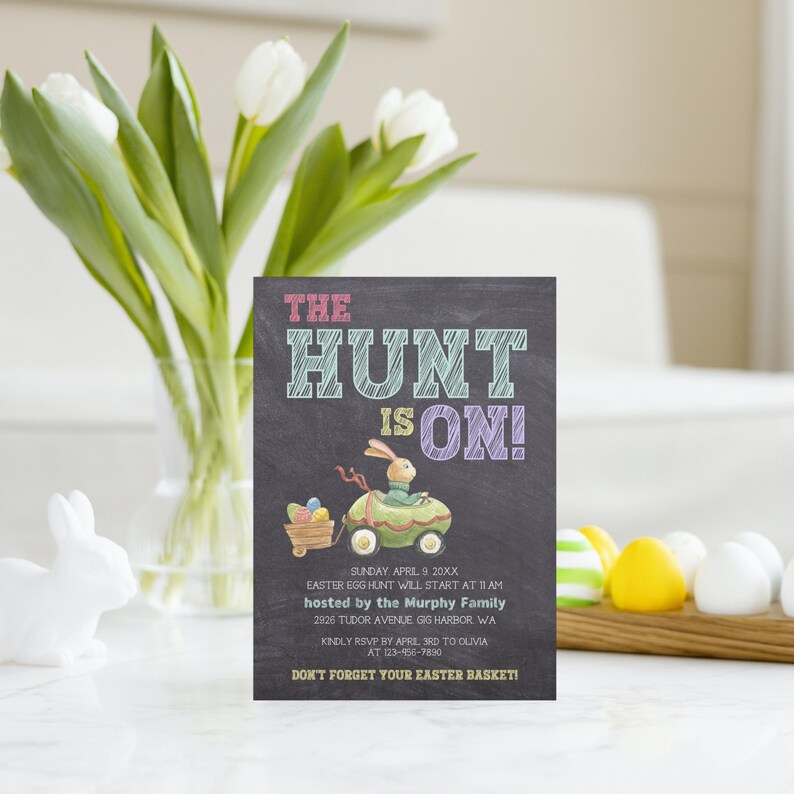 Editable Easter Egg Hunt Invitation: Watercolor Bunny (printable ...