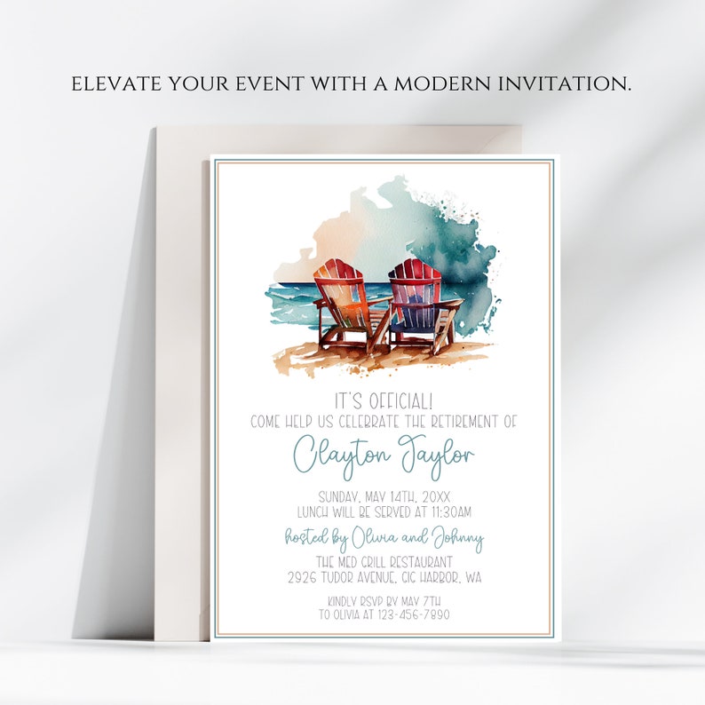 Beach Retirement Party Invitation Template: Printable & Mobile Evite ...