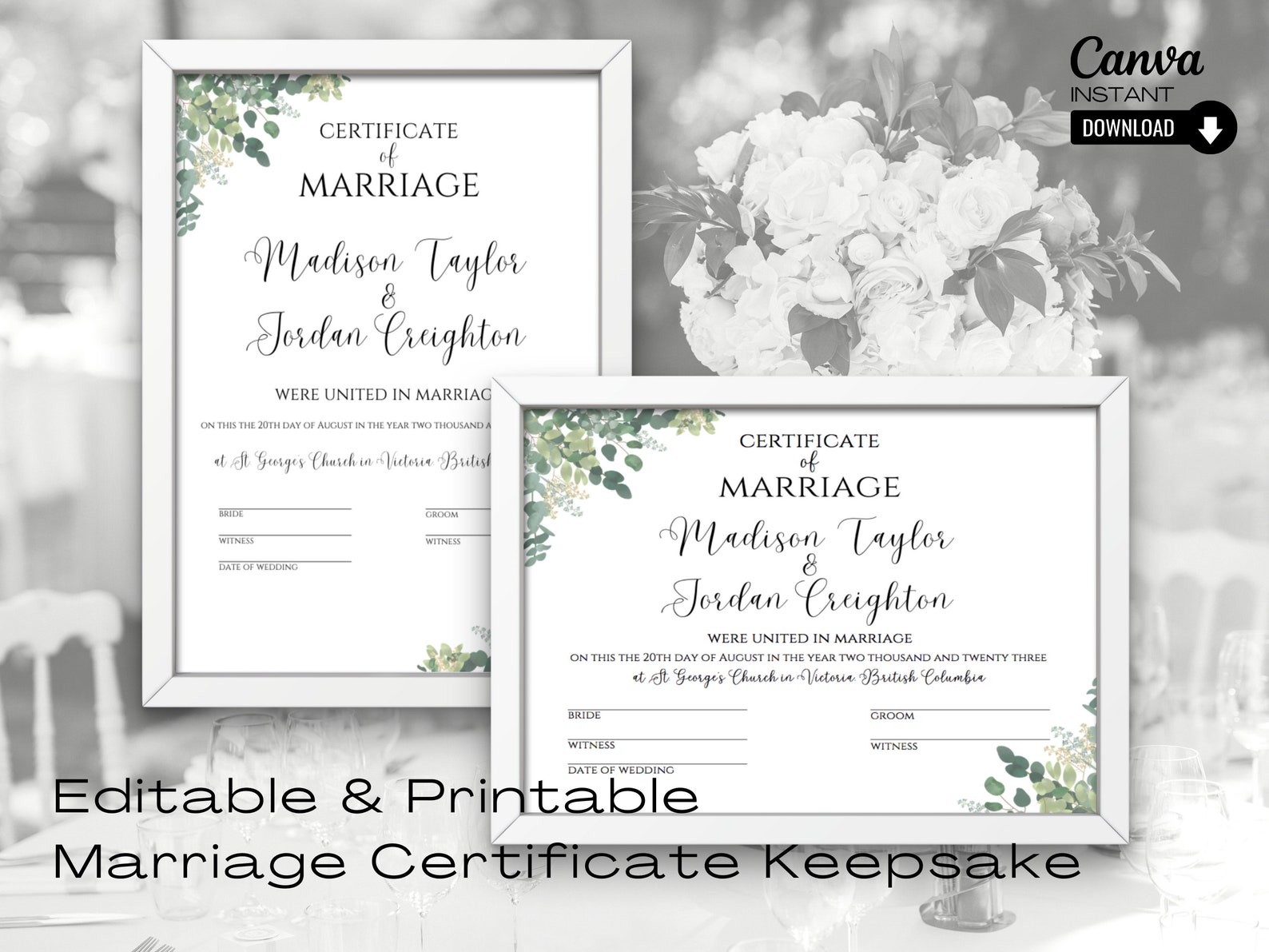 Editable Wedding Certificate Template Marriage Certificate - Etsy