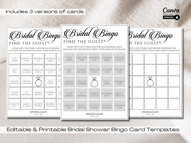 Editable Bridal Shower Game Printable Bridal Bingo Games - Etsy Canada
