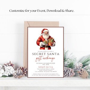 Editable Secret Santa Invitation Canva Template, Printable Secret Santa Invitation, Holiday Gift ...