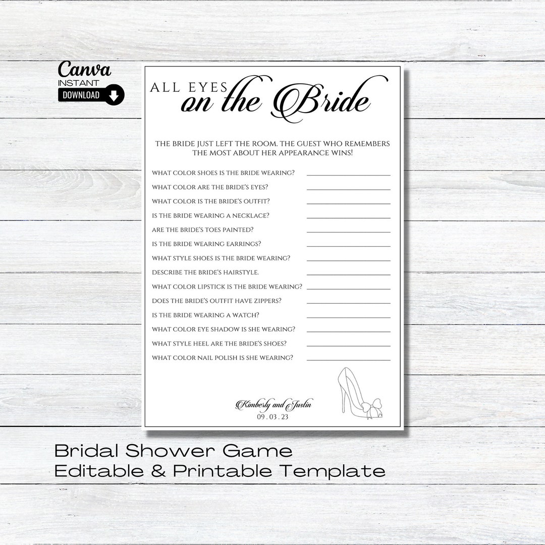 Editable Bridal Shower Game, Printable Minimalist Wedding Shower Game ...