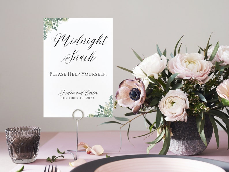 Midnight Snack Wedding Sign Printable Wedding Sign Late - Etsy