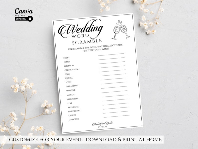 Editable Wedding Word Scramble Template Printable Bridal Word - Etsy
