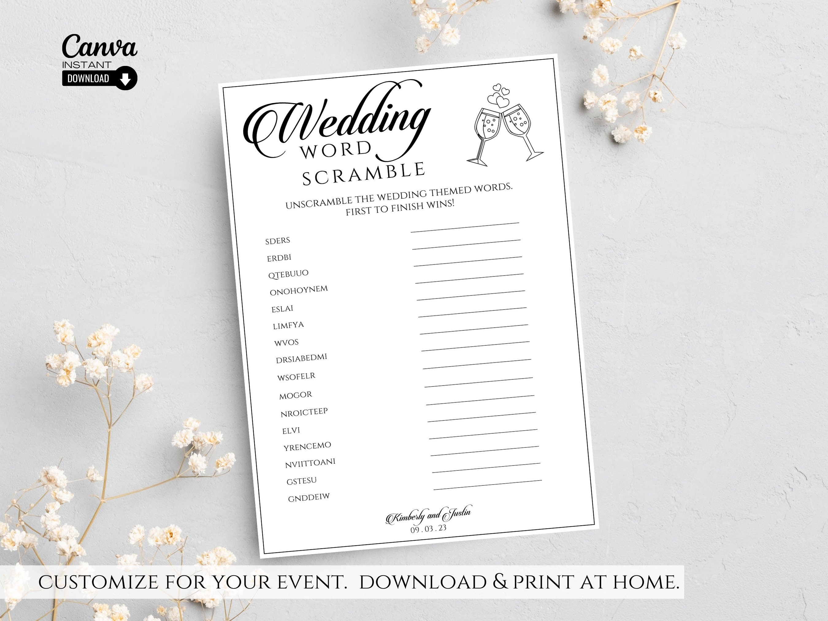 Editable Wedding Word Scramble Template Printable Bridal Word - Etsy