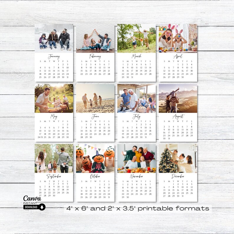 2026 Mini Photo Desk Calendar Template, DIY Gift (canva Editable ...
