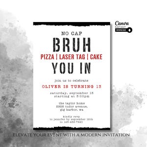 Editable Bruh Its My Birthday Invitation Template, Printable No Cap ...