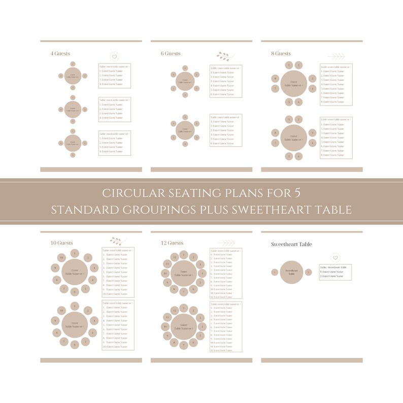 Editable Wedding Seating Chart Planner Printable Seating - Etsy