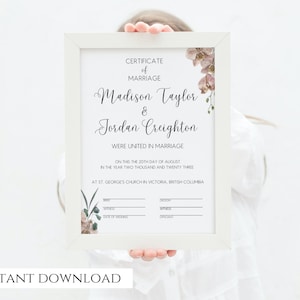 Editable Wedding Certificate Template Marriage Certificate - Etsy