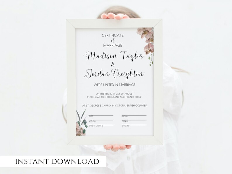 Editable Wedding Certificate Template Marriage Certificate - Etsy