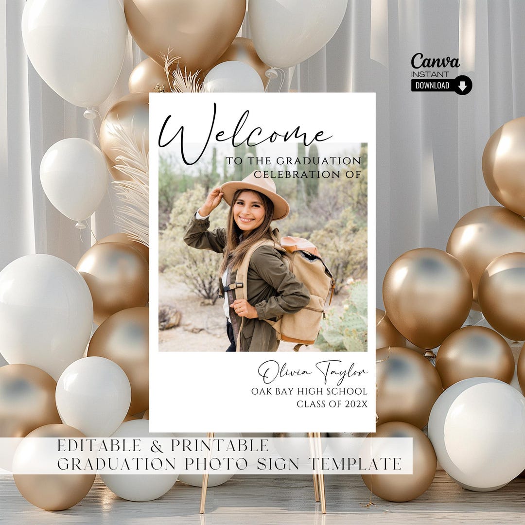 Editable Modern Graduation Party Welcome Sign Template, Printable ...