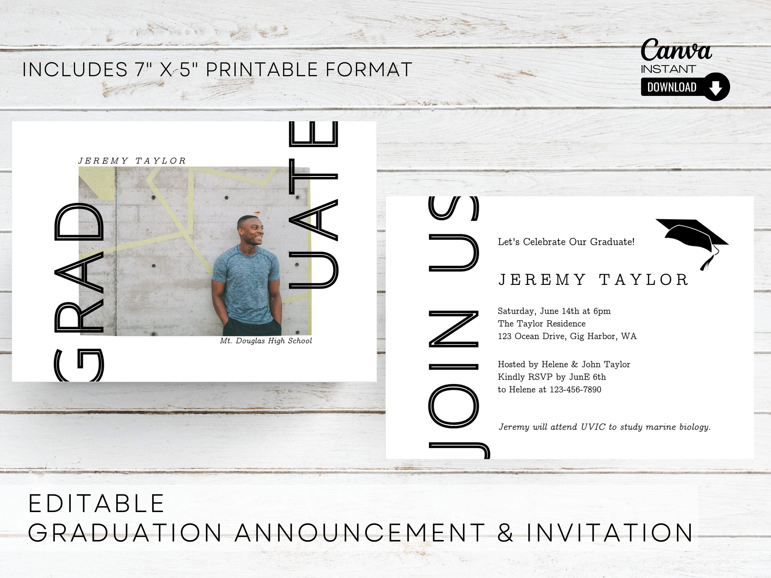 Editable Graduation Party Invitation Graduation Announcement - Etsy Canada
