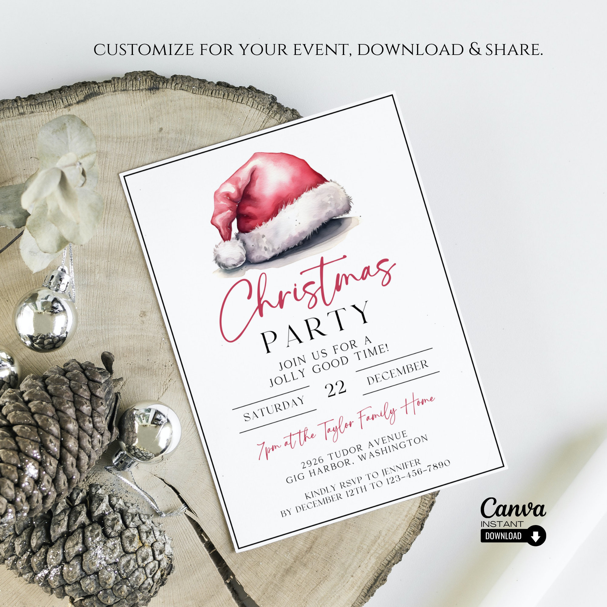 Editable Christmas Invitation Printable Christmas Party - Etsy