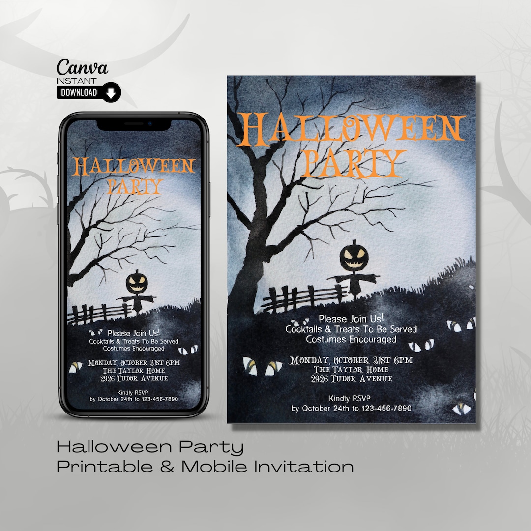 Editable Halloween Party Invitation Printable Halloween Party - Etsy
