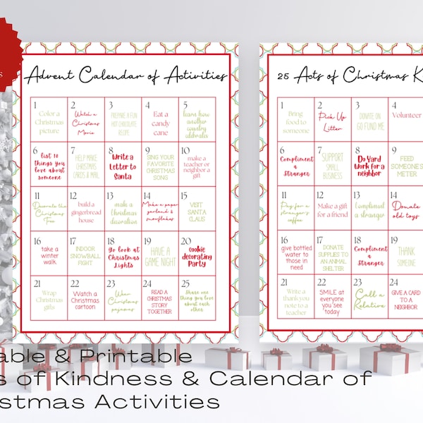 Acts of Kindness Advent Calendar Template - Etsy