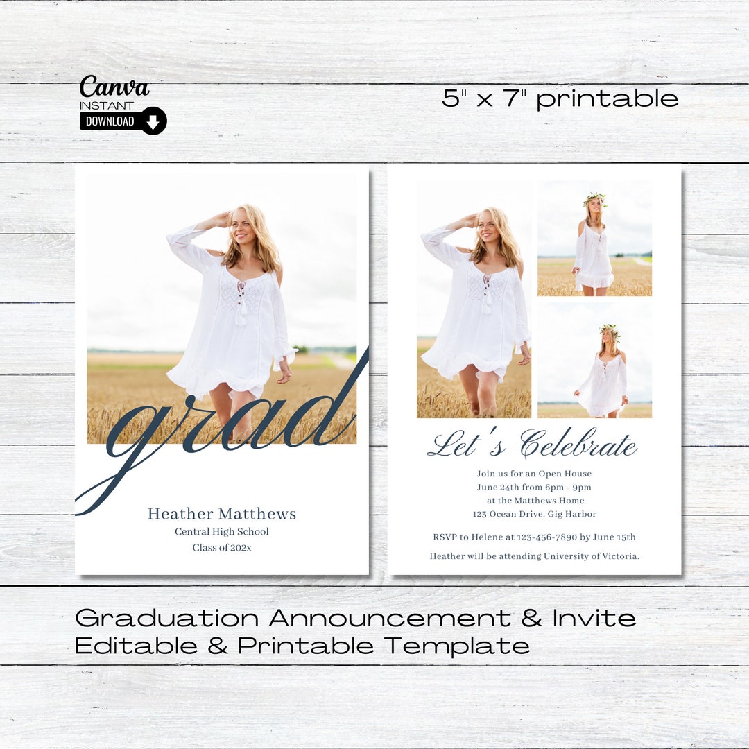 Editable Graduation Party Invitation, Graduation Announcement Template ...