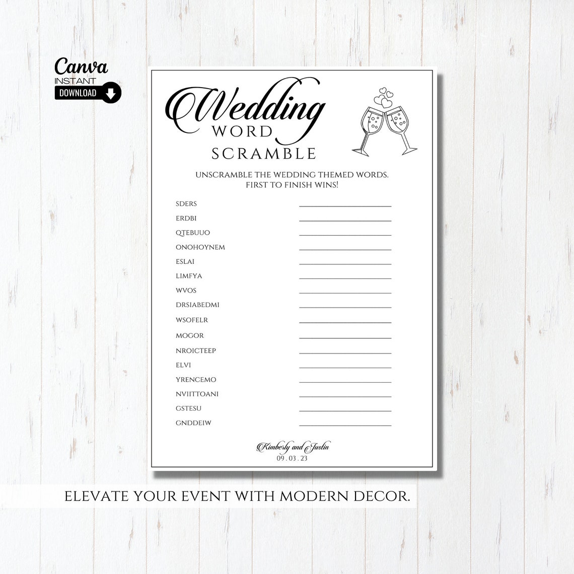 Editable Wedding Word Scramble Template Printable Bridal Word - Etsy
