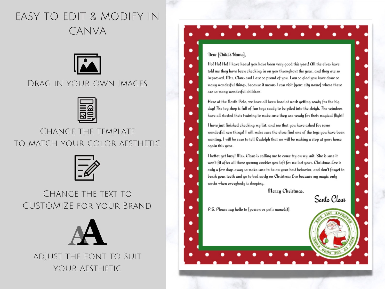 Editable Santa Letter Template Letter From Santa Template - Etsy