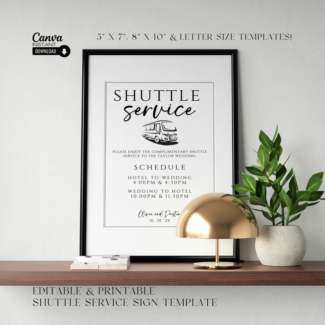 Wedding Shuttle Service Sign Template: Editable Printable (canva) - Etsy