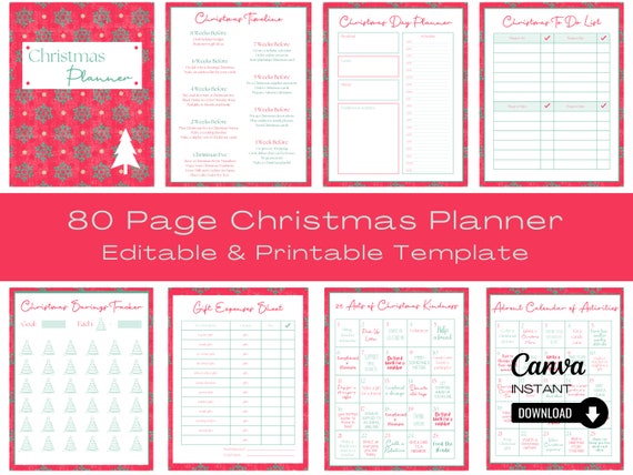 Christmas Planner Printable Editable Holiday Planner Xmas - Etsy