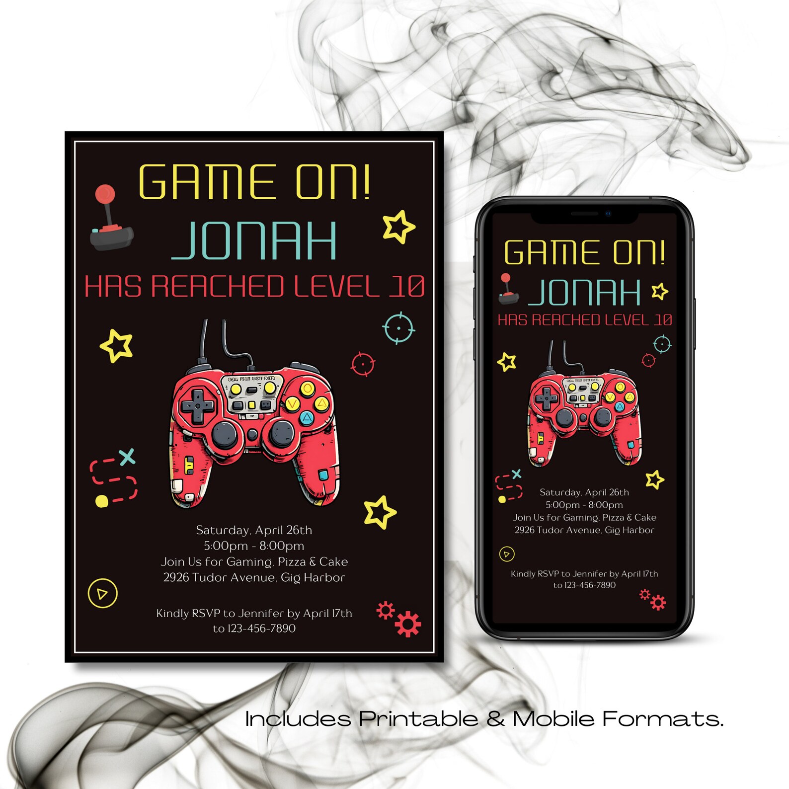 Editable Gamer Birthday Party Invitation, Printable Gaming Invite ...