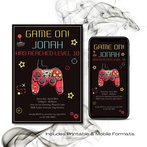 Editable Gamer Birthday Party Invitation, Printable Gaming Invite ...