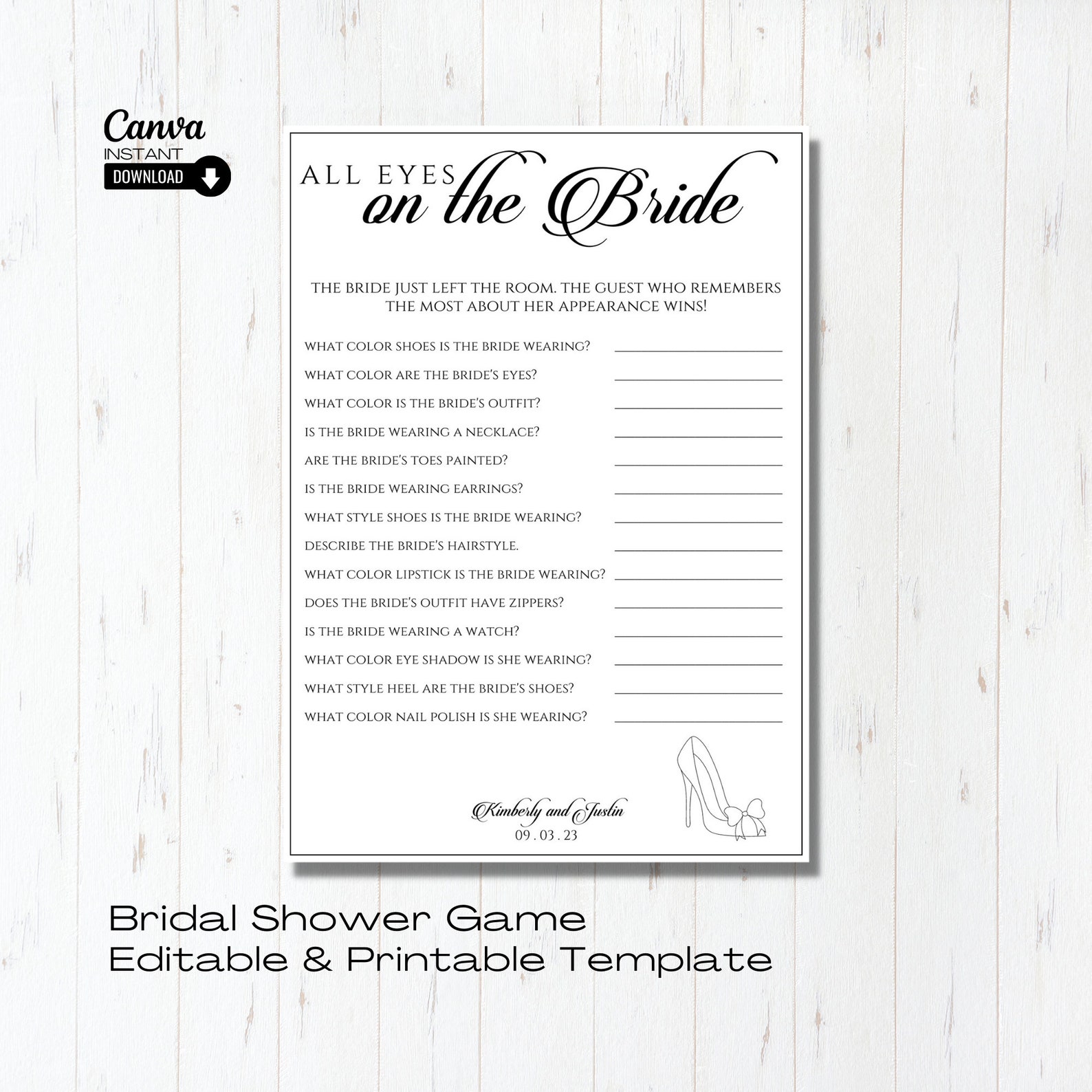 Editable Bridal Shower Game, Printable Minimalist Wedding Shower Game ...