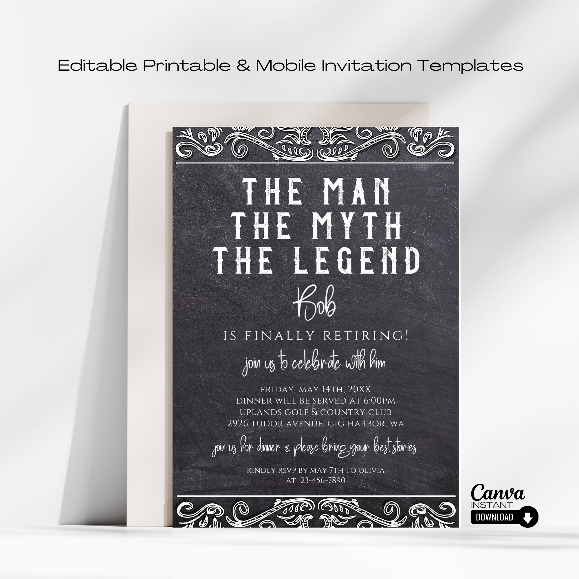 Chalkboard Retirement Party Invitation Template (printable & Evite ...