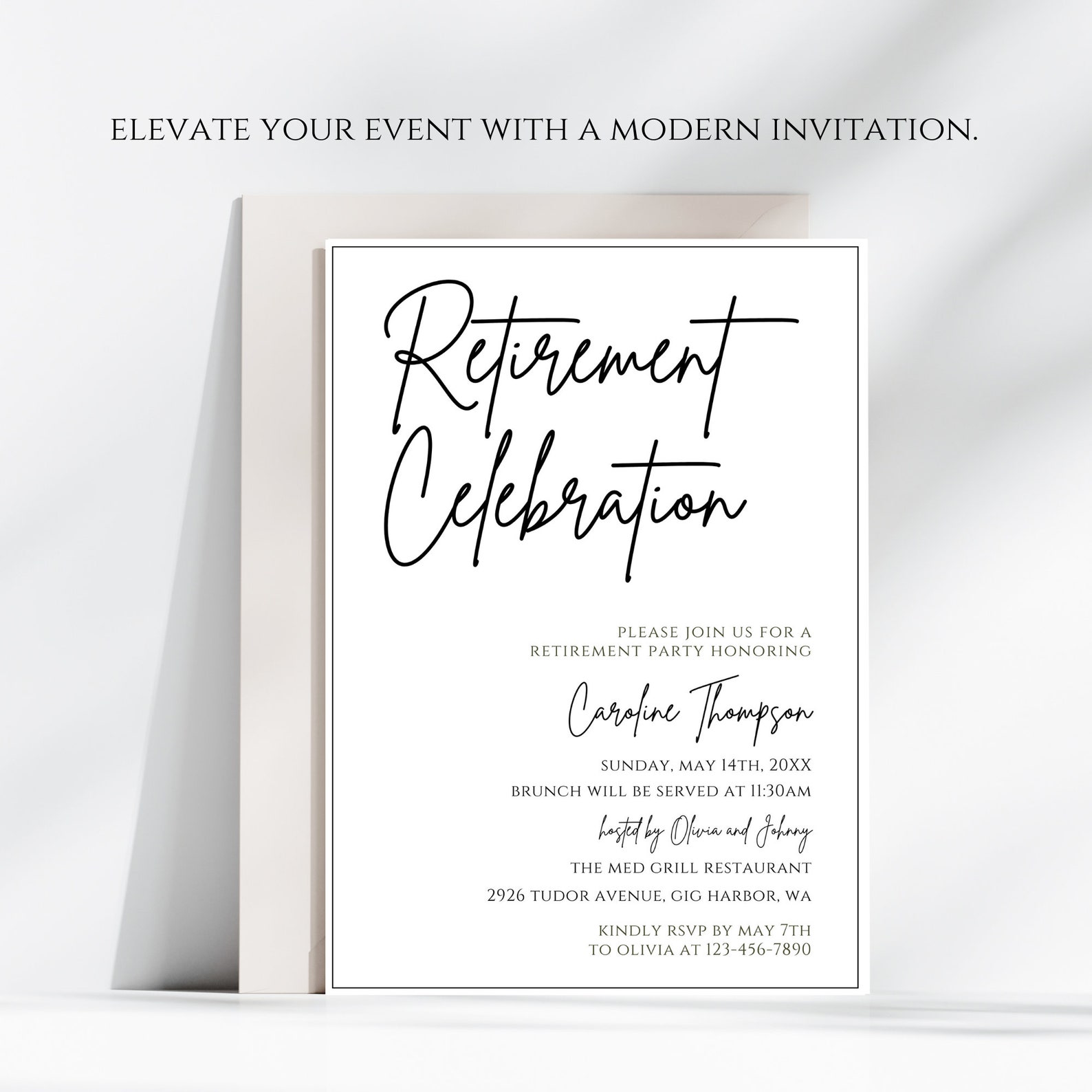 Minimalist Retirement Party Invitation Template: Printable & Mobile ...