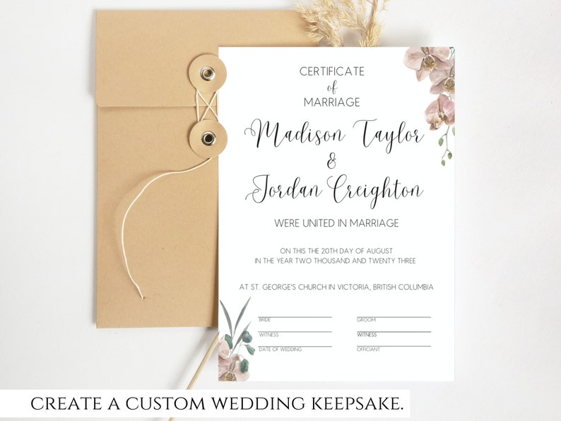 Editable Wedding Certificate Template Marriage Certificate - Etsy