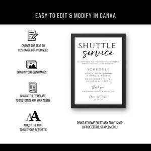 Editable Wedding Shuttle Service Sign Template, Printable Wedding ...