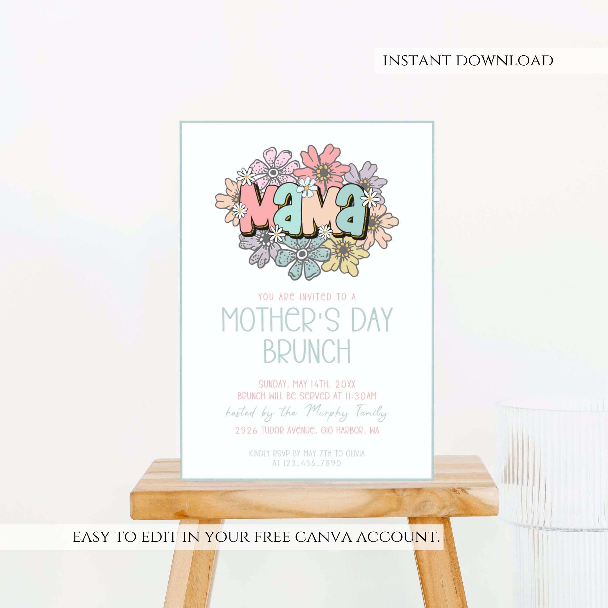 Editable Mothers Day Brunch Invitation Printable Mother's - Etsy