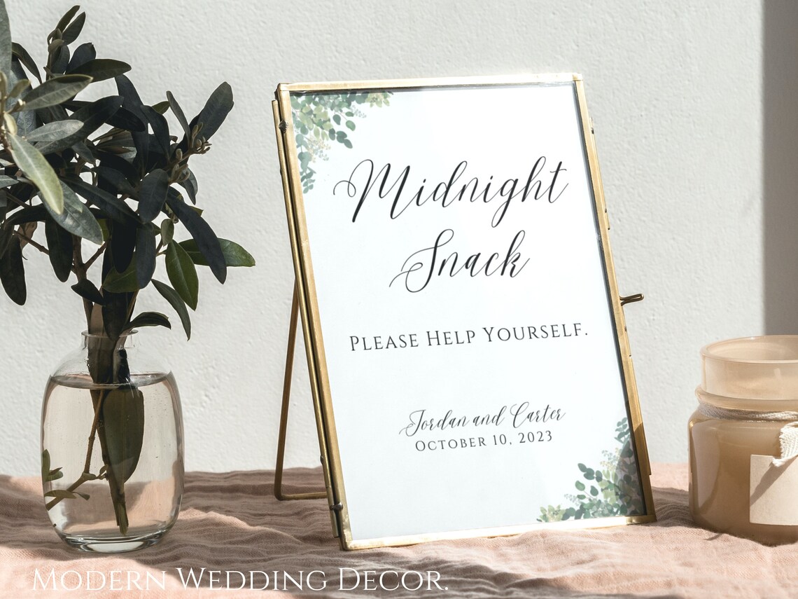 Midnight Snack Wedding Sign Printable Wedding Sign Late | Etsy