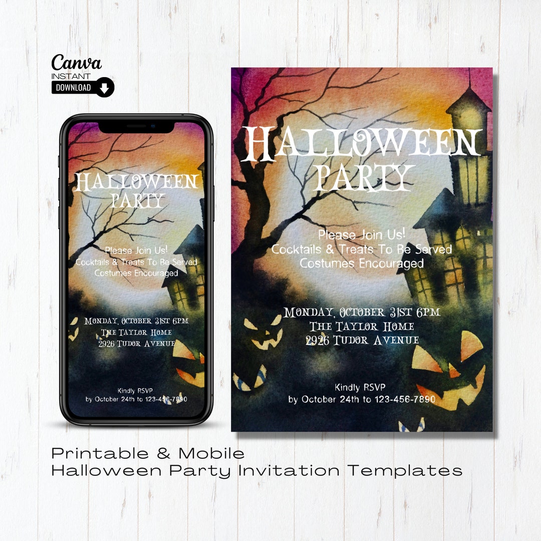 Editable Halloween Party Invitation, Printable Halloween Party Invite ...