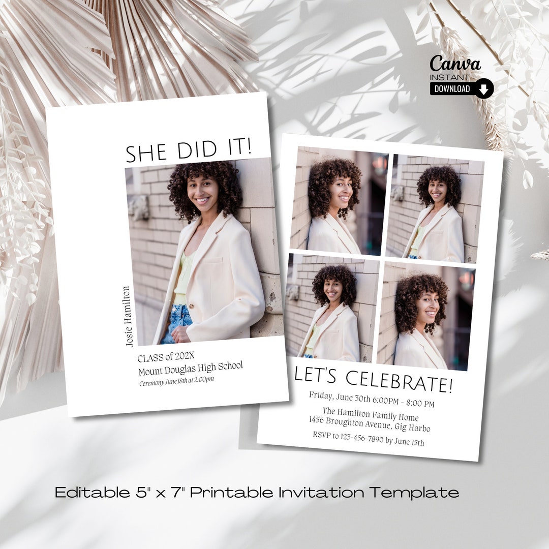 Editable Graduation Party Invitation, Printable Graduation Announcement ...