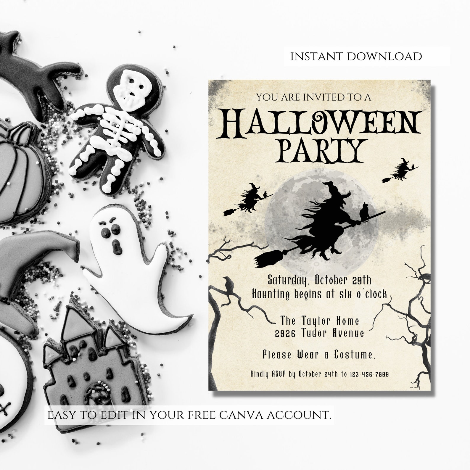 Editable Halloween Party Invitation Printable Halloween Party - Etsy