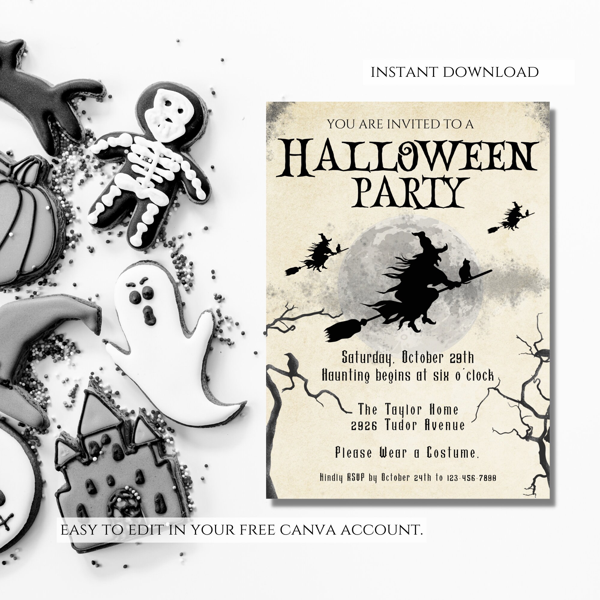 Editable Halloween Party Invitation Printable Halloween Party - Etsy