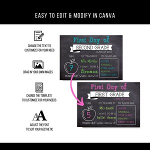 Back to School Printable Sign, First Day of School Sign Editable ...