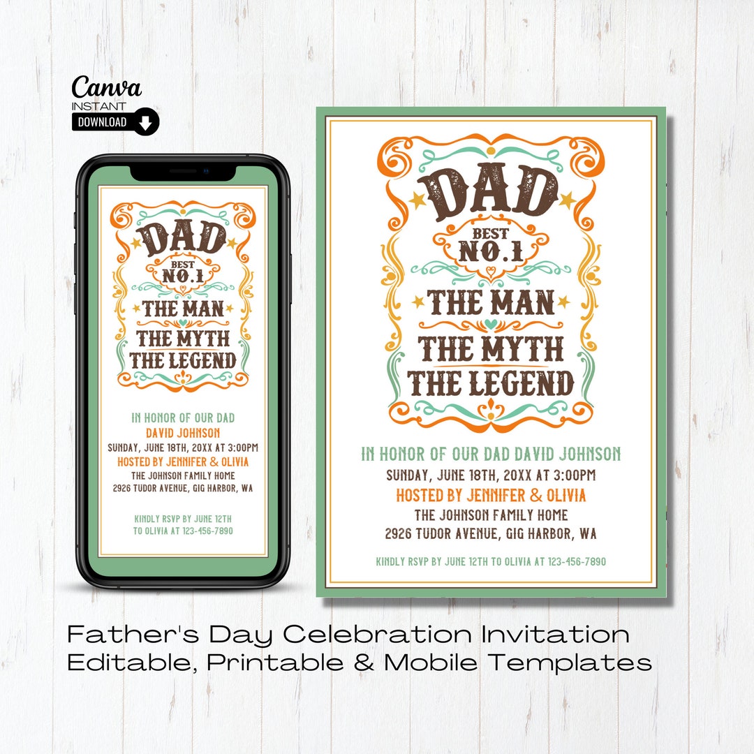 Editable Fathers Day Invite, Printable Father's Day BBQ Invitation ...