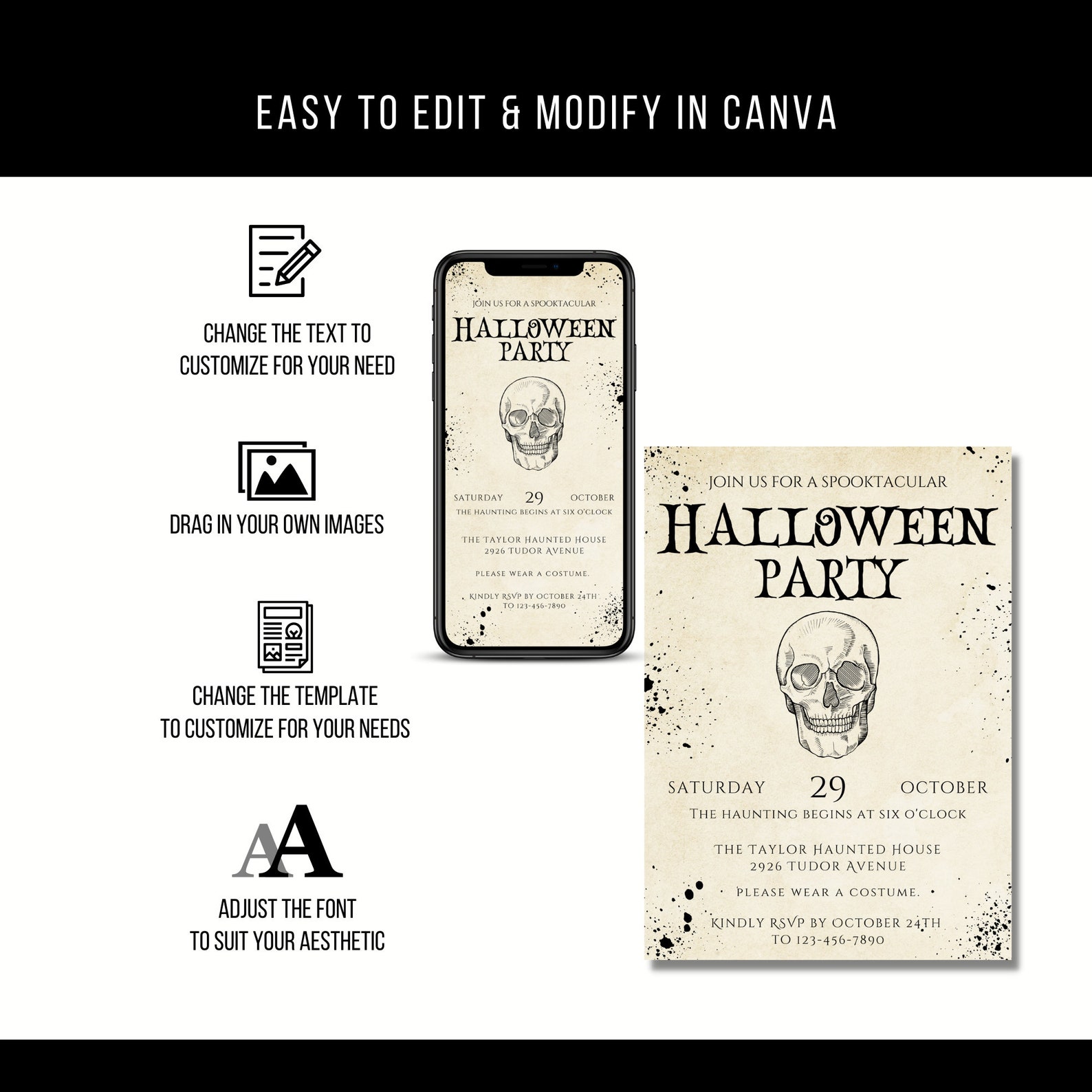 Editable Halloween Party Invitation Printable Halloween Party - Etsy