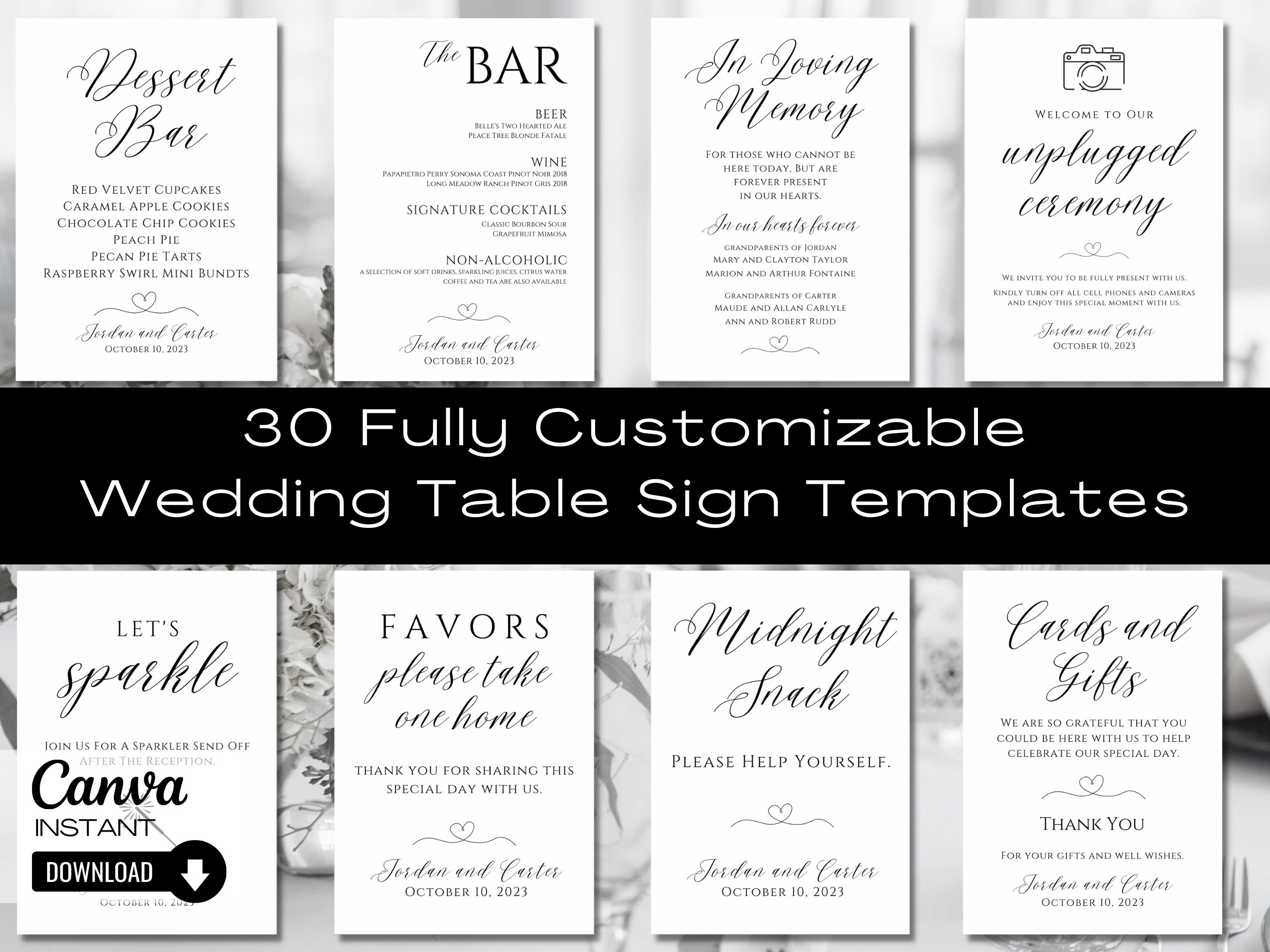 Editable Wedding Signs Bundle 30 Printable Modern Wedding - Etsy