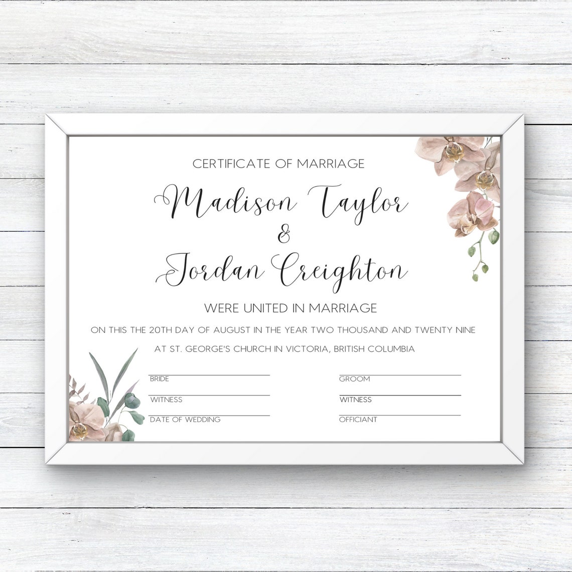 Editable Wedding Certificate Template Marriage Certificate - Etsy