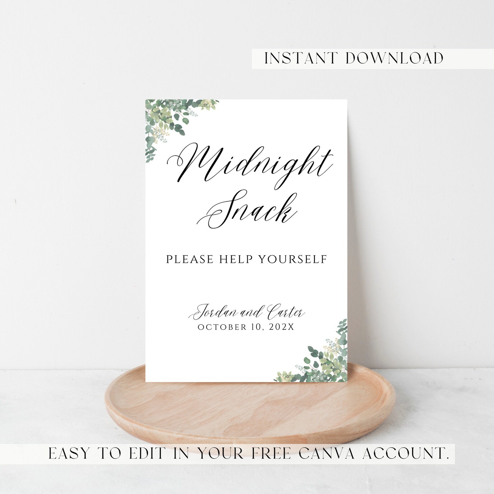 Midnight Snack Wedding Sign, Printable Wedding Sign, Late Night Snack ...