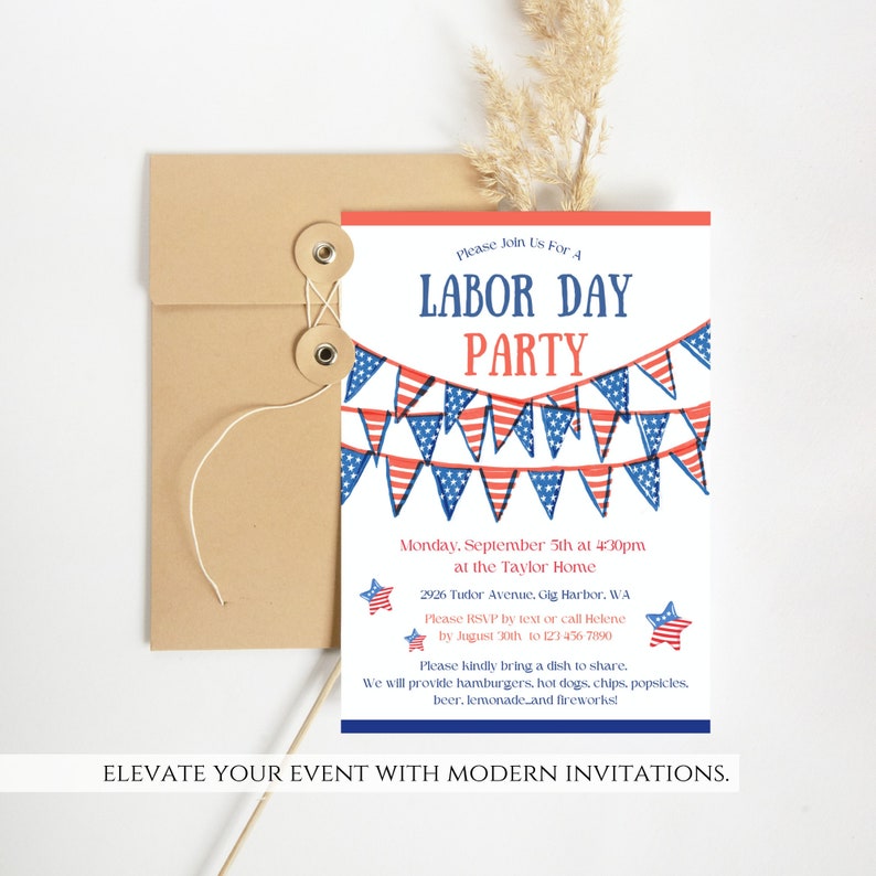 Labor Day BBQ Invitation Template: Editable Party Invite (digital ...